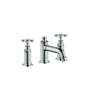 Montreux Three Hole Basin Mixer with Cross Handles - Sea of White